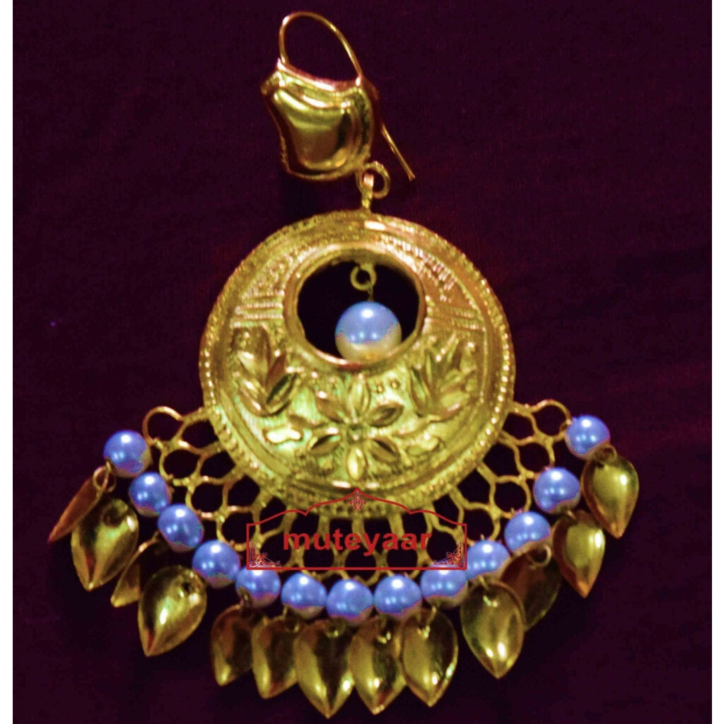 24 Ct. Gold Plated Traditional Punjabi Earrings Tikka set J0383 ...