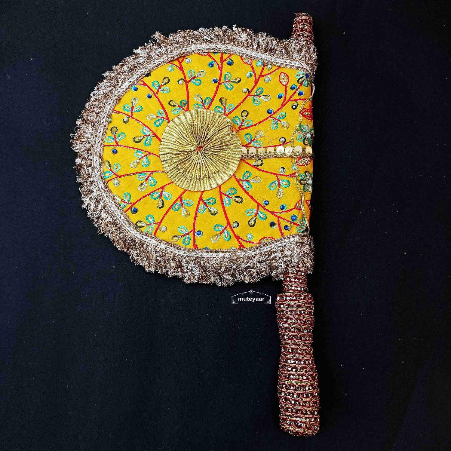 Yellow Embroidered Punjabi Pakhi T0373 - muteyaar.com