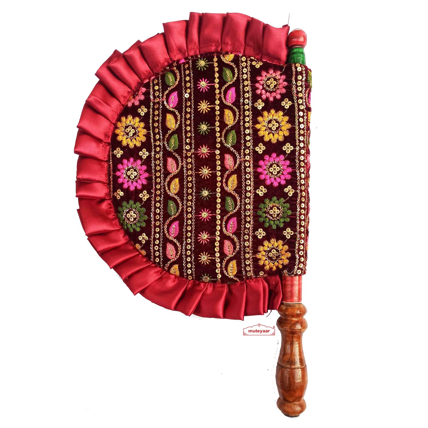 Hand Fans | Punjabi Pakhi | Phulkari Pakhi Handfan - muteyaar.com