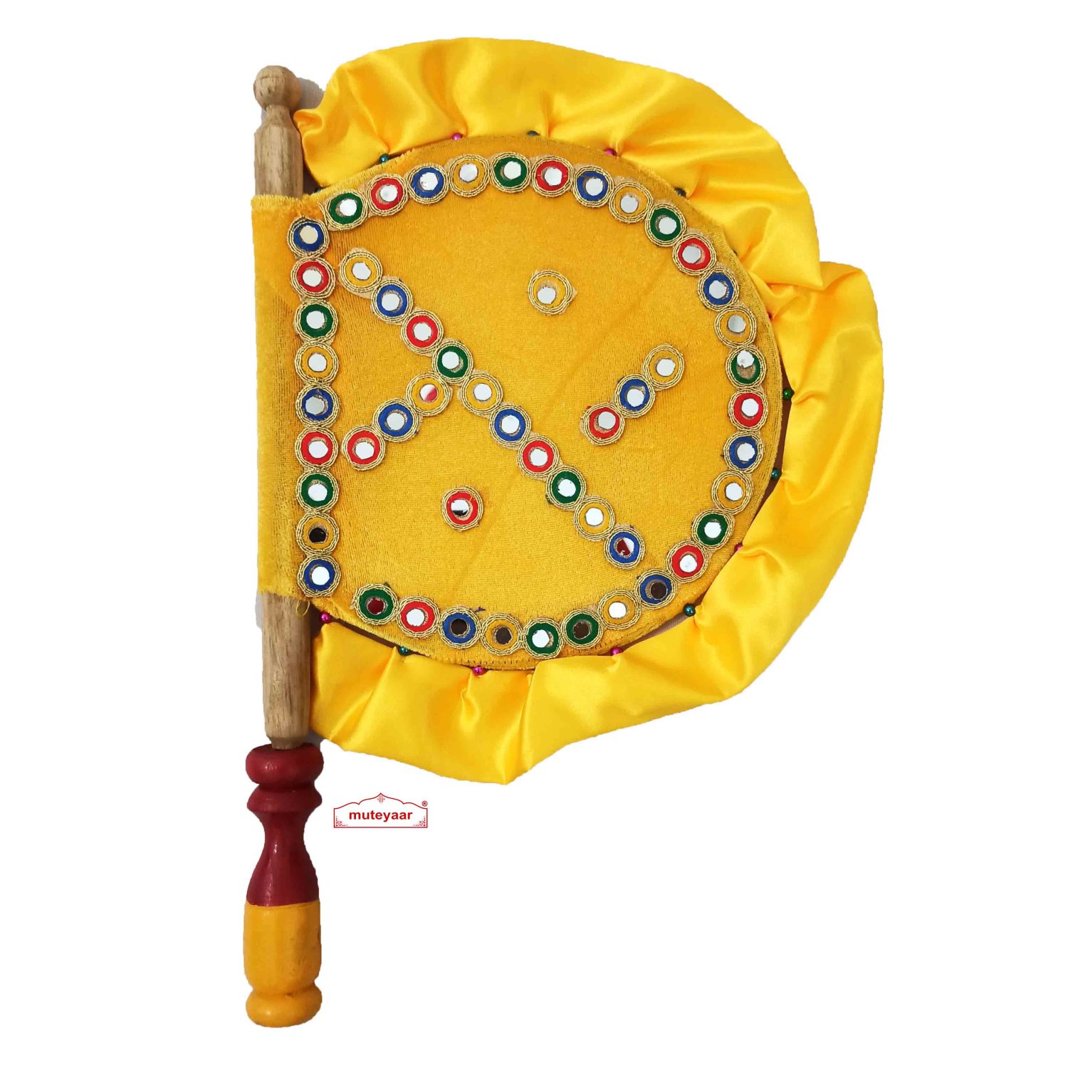 Yellow Punjabi Pakhi with mirrors lace T0395 - muteyaar.com