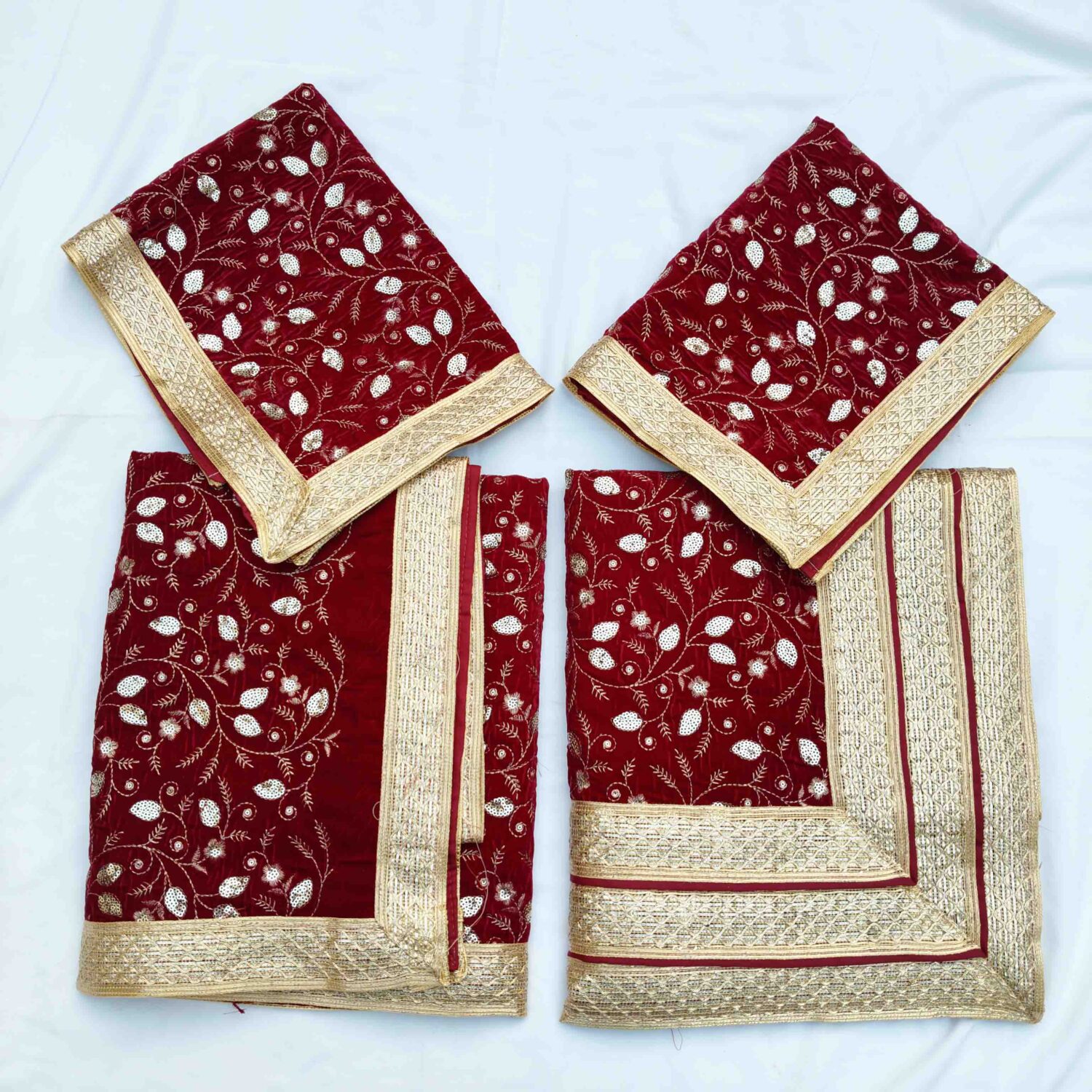Maroon Velvet Embroidered Rumala Sahib Set RL044 - muteyaar.com