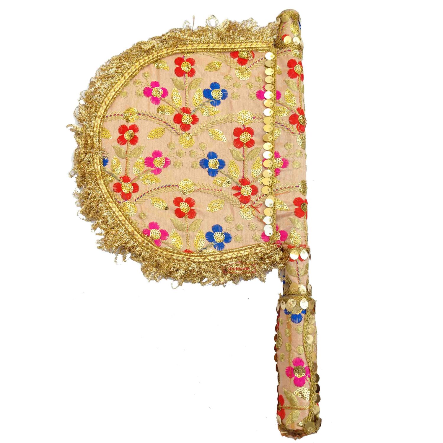 Golden Hand Fan Embroidered Punjabi Pakhi T0401 - muteyaar.com